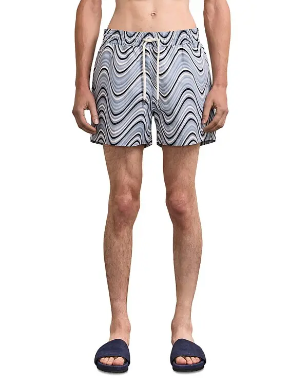 Frescobol Carioca Rio Printed 4" Swim Shorts - Coastal Blue