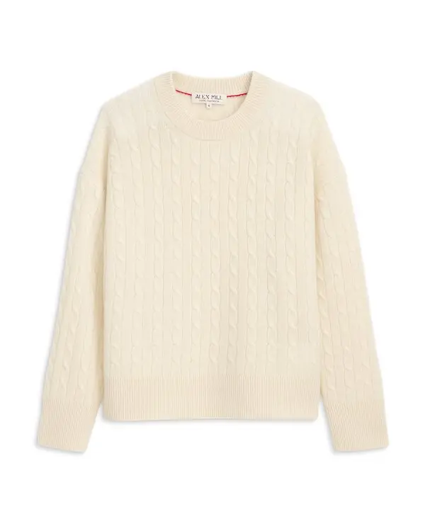 ALEX MILL Charlie Cashmere Cable Knit Sweater - Cloud