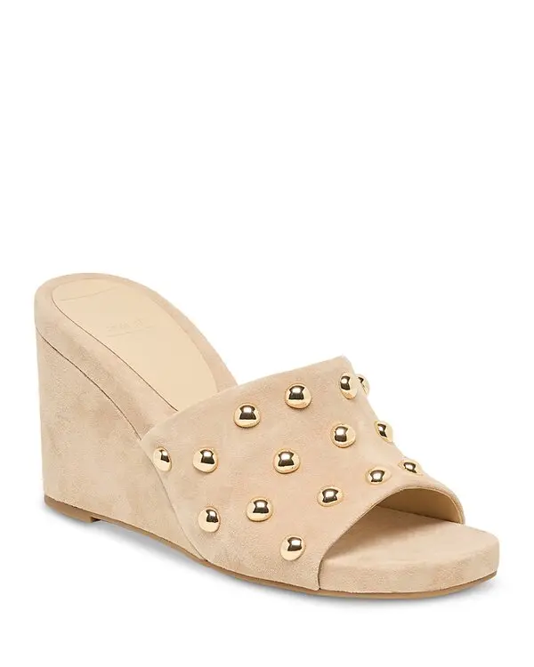 Dolce Vita Holta Studded Wedge Sandals - Camel Suede