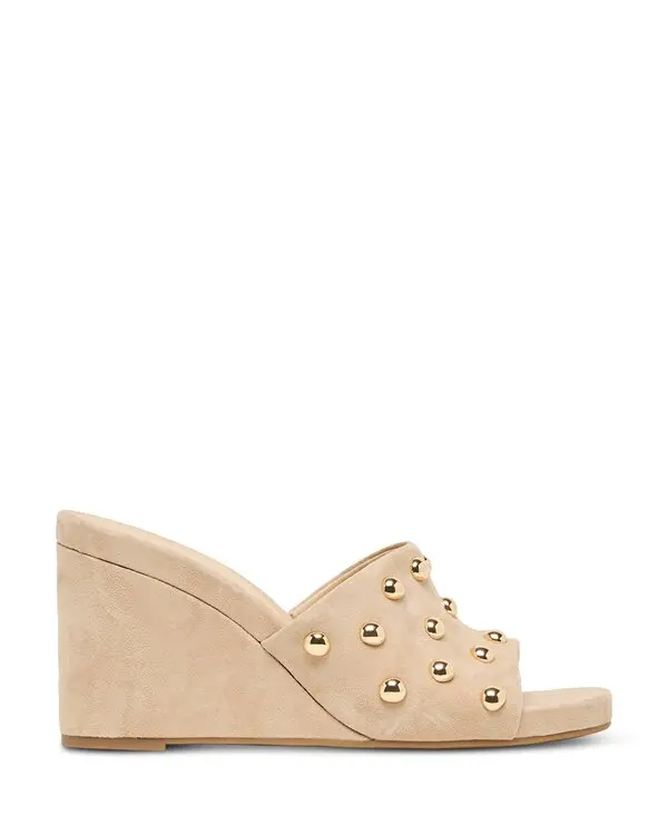 Dolce Vita Holta Studded Wedge Sandals - Camel Suede