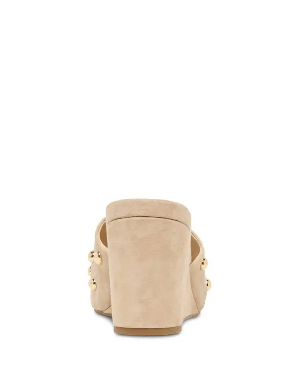 Dolce Vita Holta Studded Wedge Sandals - Camel Suede