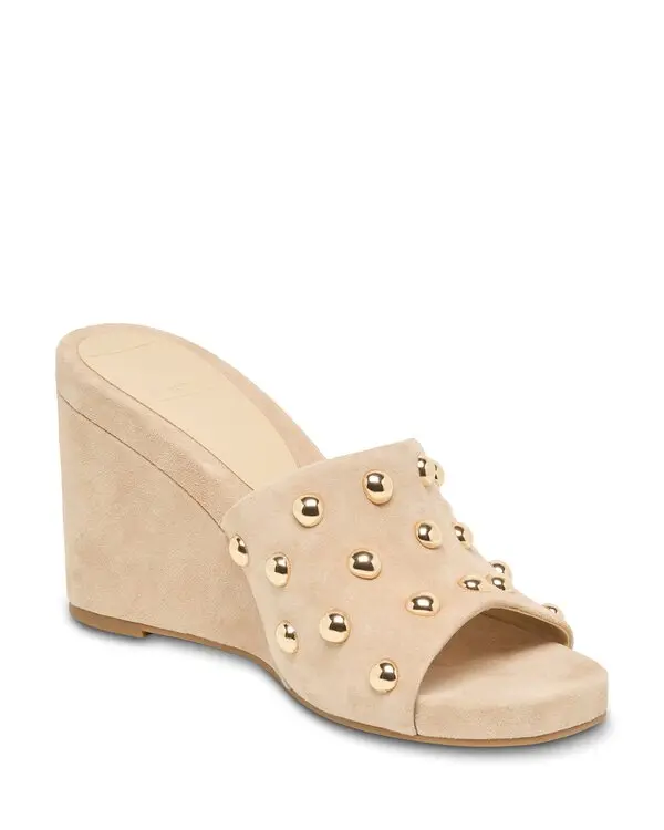 Dolce Vita Holta Studded Wedge Sandals - Camel Suede