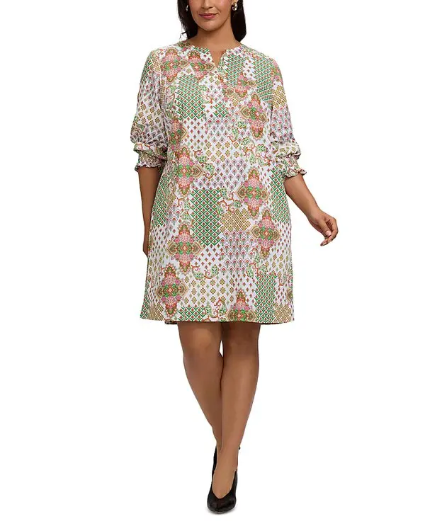 Foxcroft Alicia 3/4 Sleeve Patchwork Dress