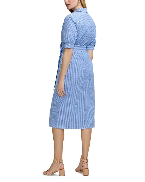Foxcroft Esther Elbow Sleeve Stripe Dress - Blue Multi