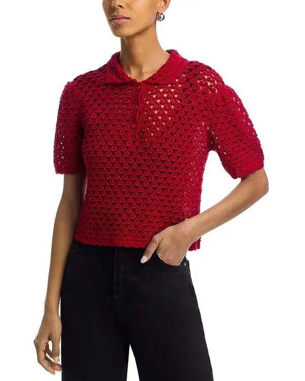 FRAME The Crochet Polo Sweater