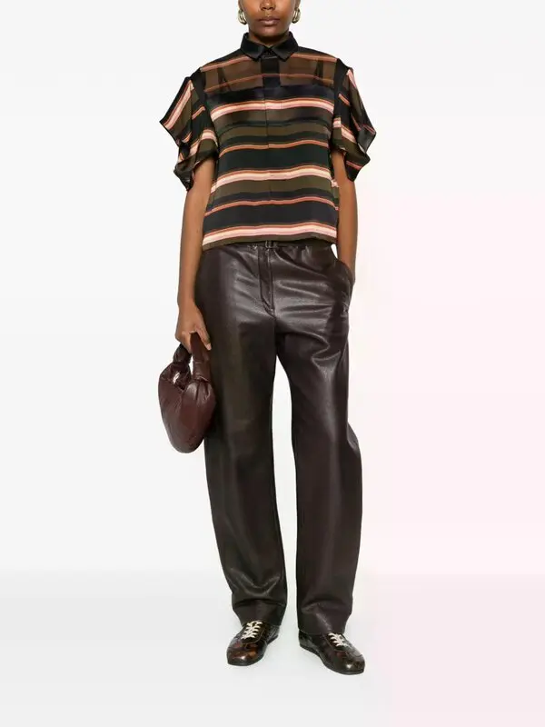 Sacai Striped-pattern Polo Shirt - Black