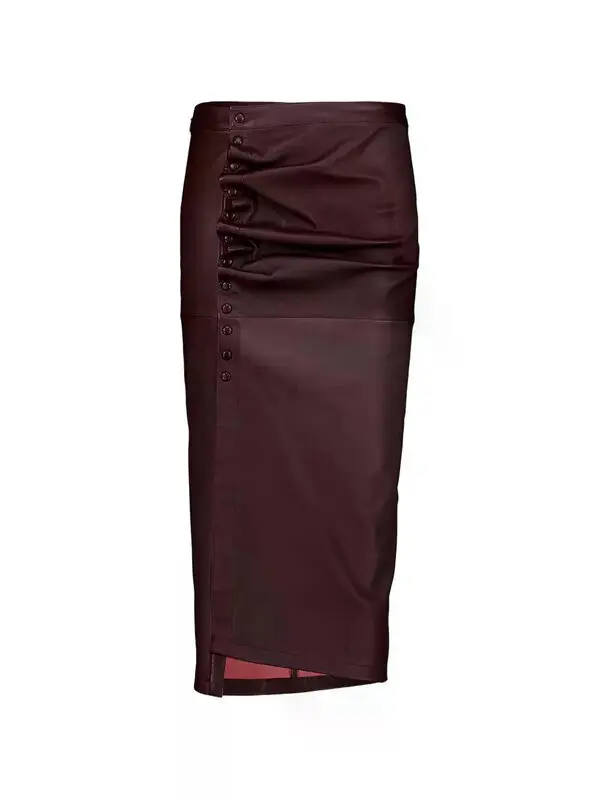 Rabanne Buttoned Leather Midi Skirt