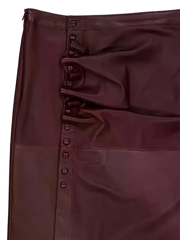 Rabanne Buttoned Leather Midi Skirt