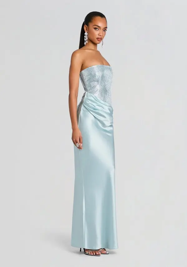 Retrofete Strapless Satin Embellished Gown - Seychelles