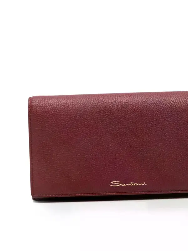 Santoni Chain Leather Wallet - Red