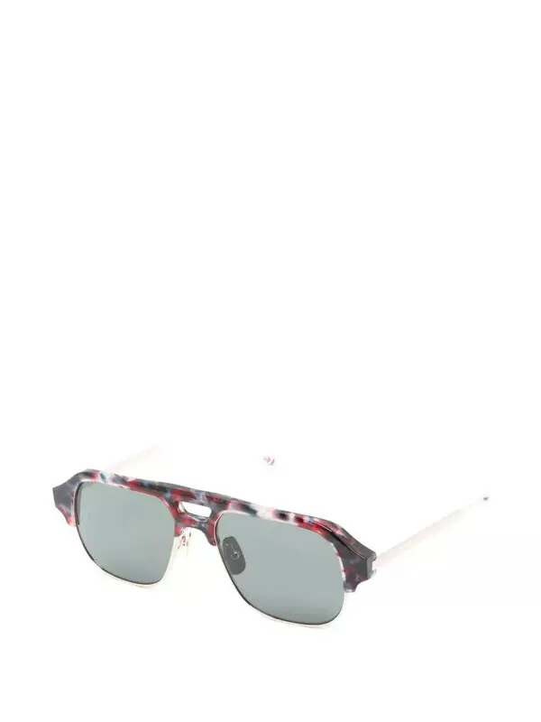 Thom Browne Patterned Pilot Sunglasses - Silver