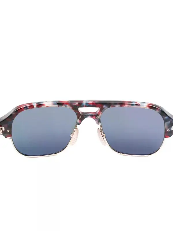 Thom Browne Patterned Pilot Sunglasses - Silver