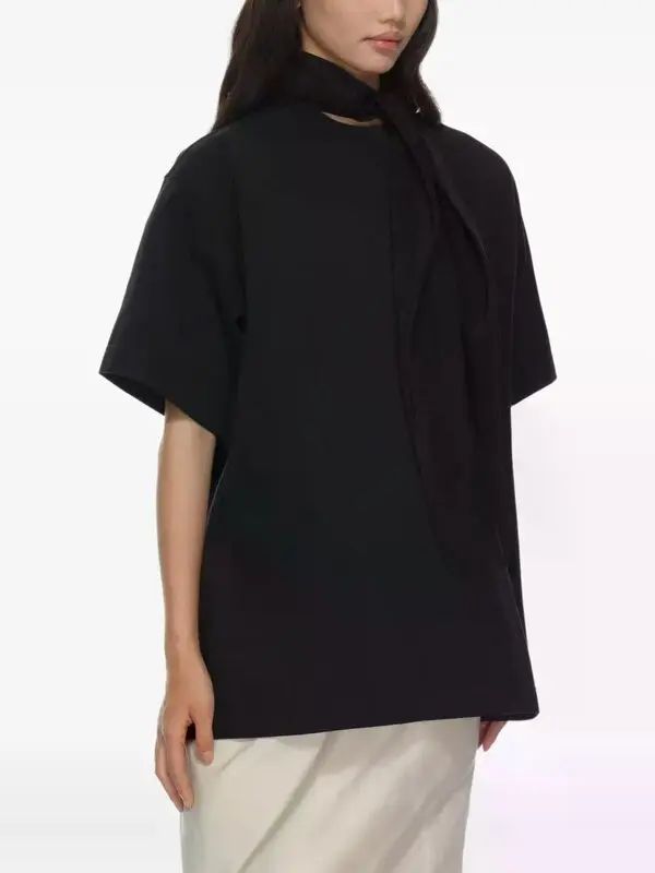 Carven Scarf-collar Cotton T-shirt