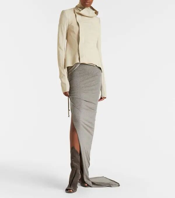 Rick Owens Naska Leather Biker Jacket - Beige
