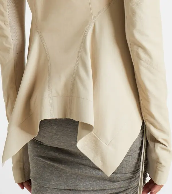 Rick Owens Naska Leather Biker Jacket - Beige