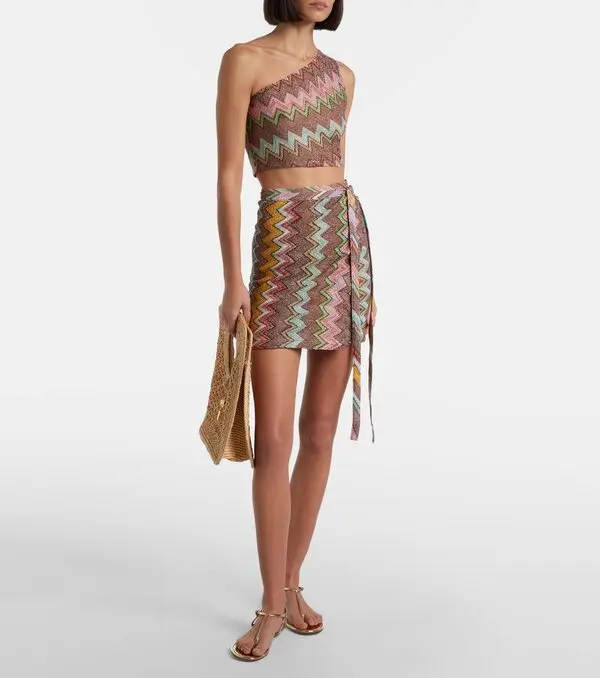 Missoni Zigzag One-shoulder Lamé Top