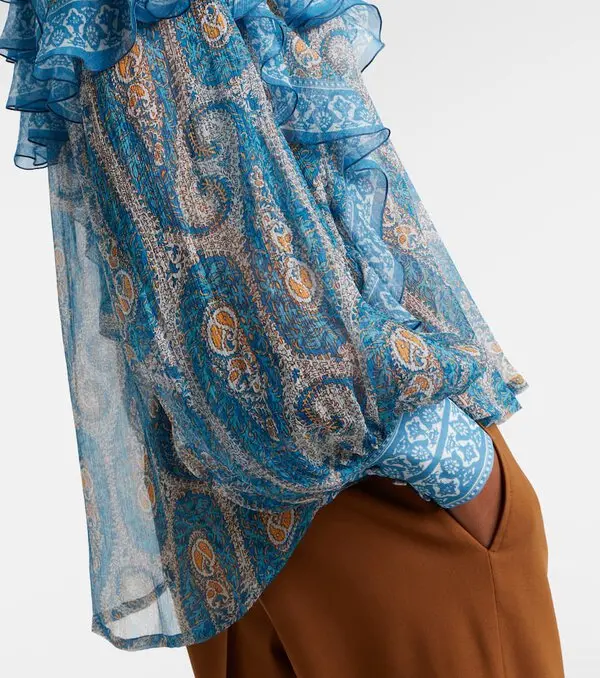 Etro Paisley Ruffled Silk Blouse