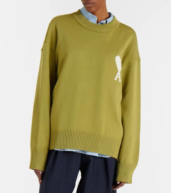 AMI Paris De Coeur Wool And Cotton Sweater