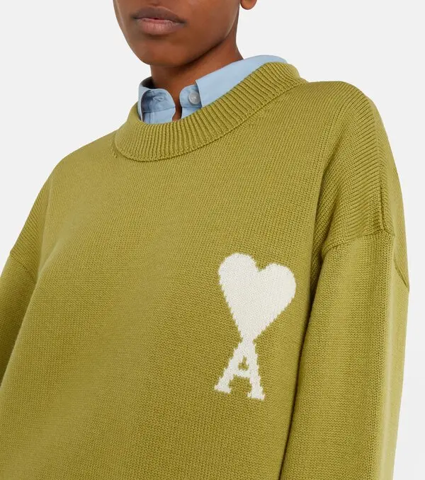 AMI Paris De Coeur Wool And Cotton Sweater