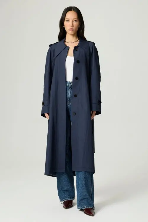 NOCTURNE Single-breasted Cotton Trench Coat