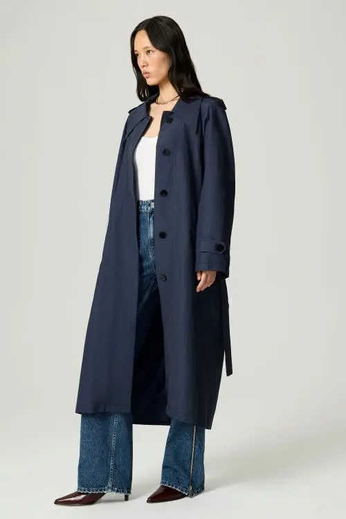 NOCTURNE Single-breasted Cotton Trench Coat