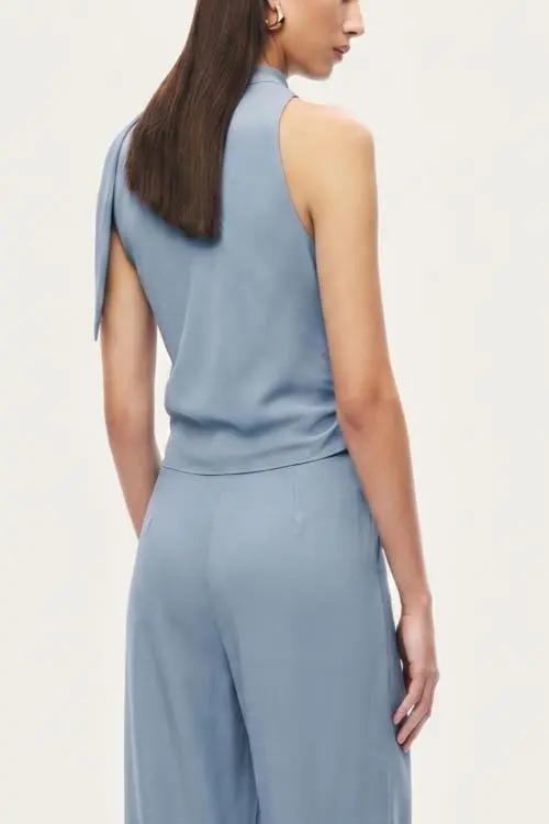 NOCTURNE Asymmetric Buckle-detail Blouse - Blue