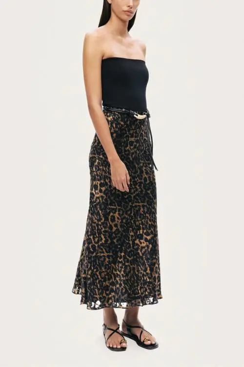 NOCTURNE Printed Leopard Midi Skirt