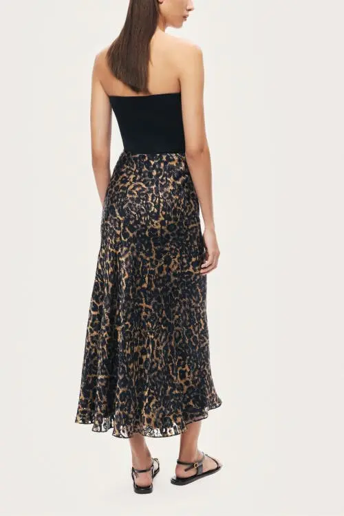 NOCTURNE Printed Leopard Midi Skirt