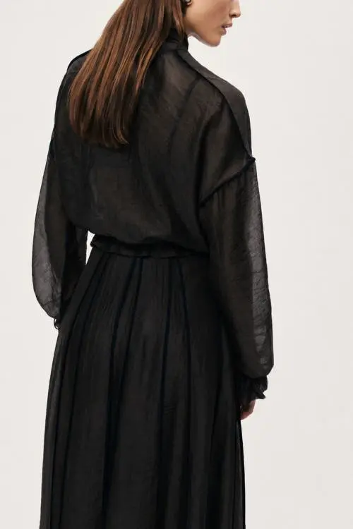 NOCTURNE Sheer Zip-front Jacket With Elasticated Cuffs And Hem