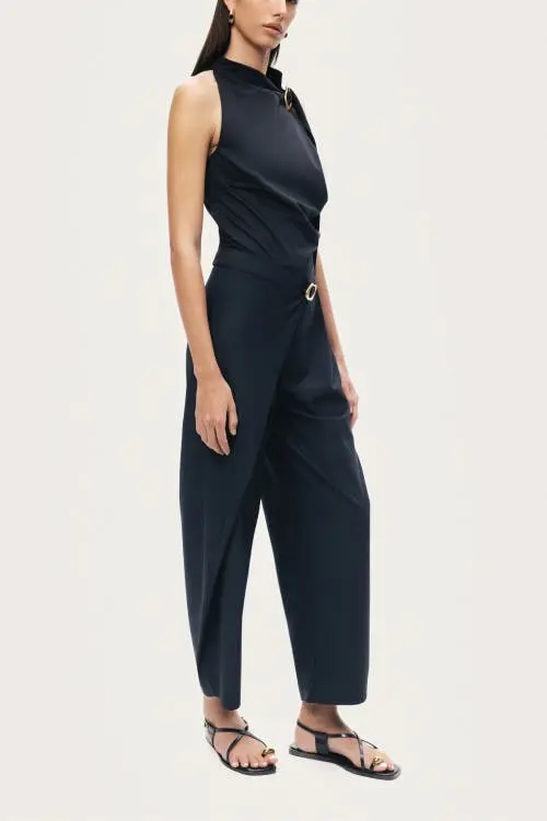 NOCTURNE Asymmetric Buckle Detail Pants - Black