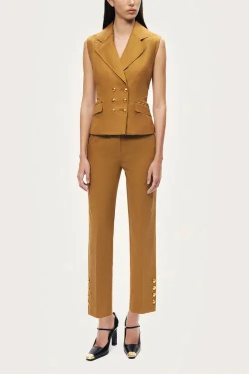 NOCTURNE Tailored Double-breasted Vest - Camel