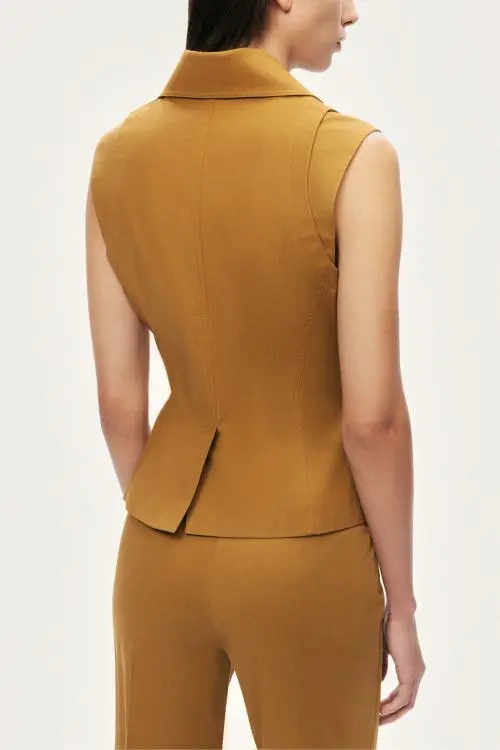 NOCTURNE Tailored Double-breasted Vest - Camel