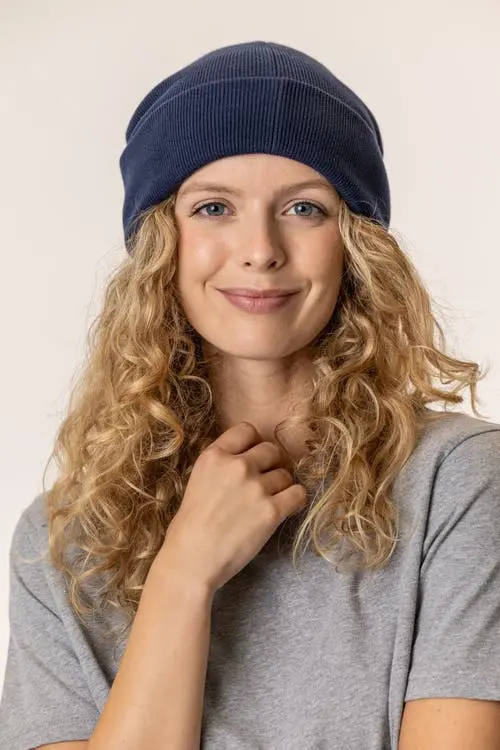VOTTERA Organic Cotton Beanie - Navy Blue