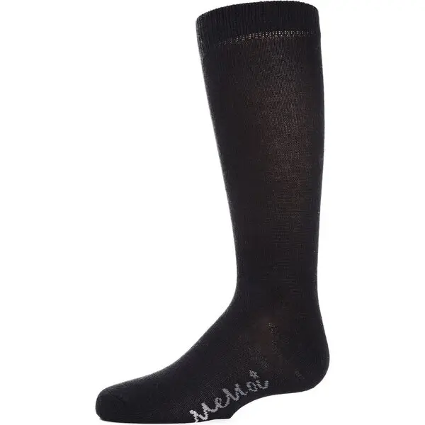 MEMOI Ribbed Knee High Socks - Black