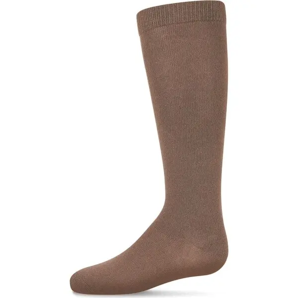 MEMOI Ribbed Knee High Socks - Brown