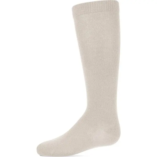 MEMOI Ribbed Knee High Socks - Latte