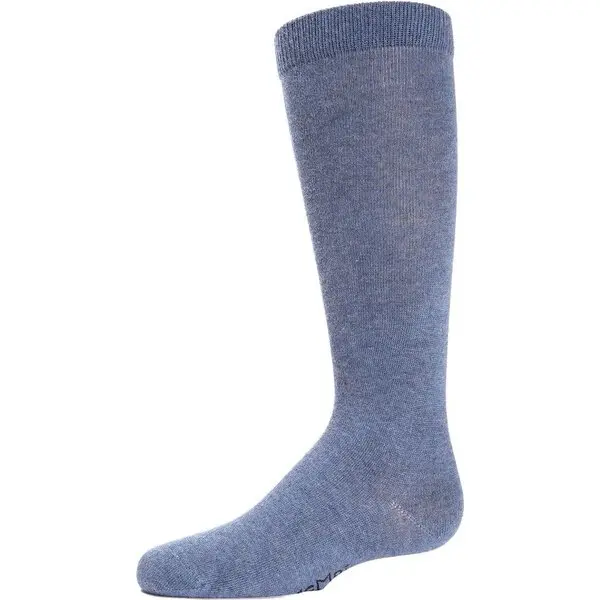 MEMOI Ribbed Knee High Socks - Light Denim