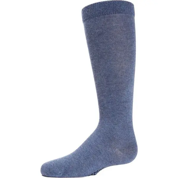 MEMOI Ribbed Knee High Socks - Medium Denim