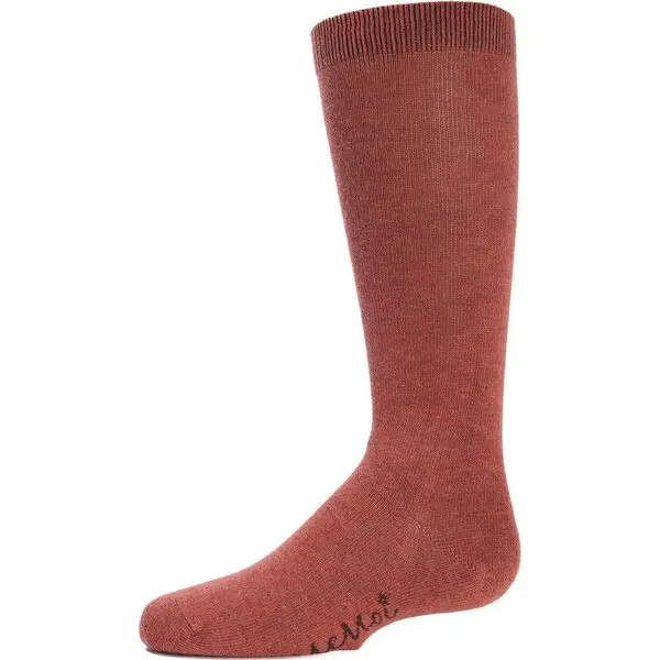 MEMOI Ribbed Knee High Socks - Rust Heather
