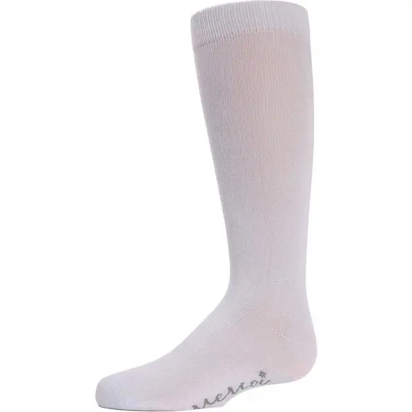 MEMOI Ribbed Knee High Socks - White