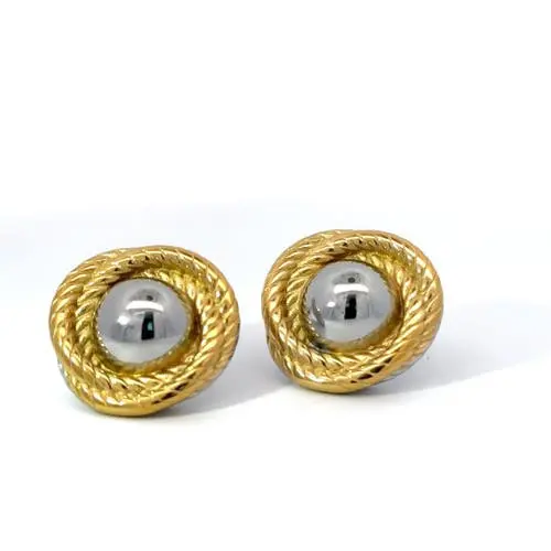 GEMINI JEWELRY 18k Gold Plated Knot Stud Earrings - Yellow