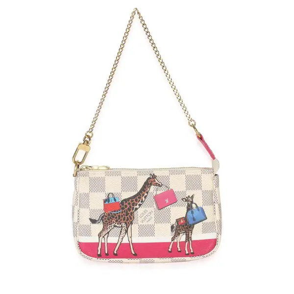 LOUIS VUITTON Damier Azur Canvas Giraffe Pochette Accessories - Beige