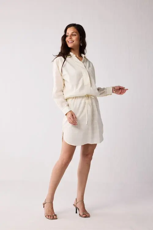 REISTOR Oversized Shirtdress With Drawstring - Off White