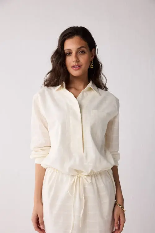 REISTOR Oversized Shirtdress With Drawstring - Off White