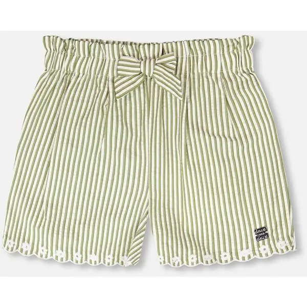 DEUX PAR DEUX Striped Flared Shorts With Embroidery