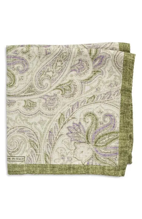 Nordstrom Paisley Silk Pocket Square - Green