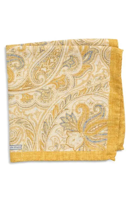 Nordstrom Paisley Silk Pocket Square - Yellow
