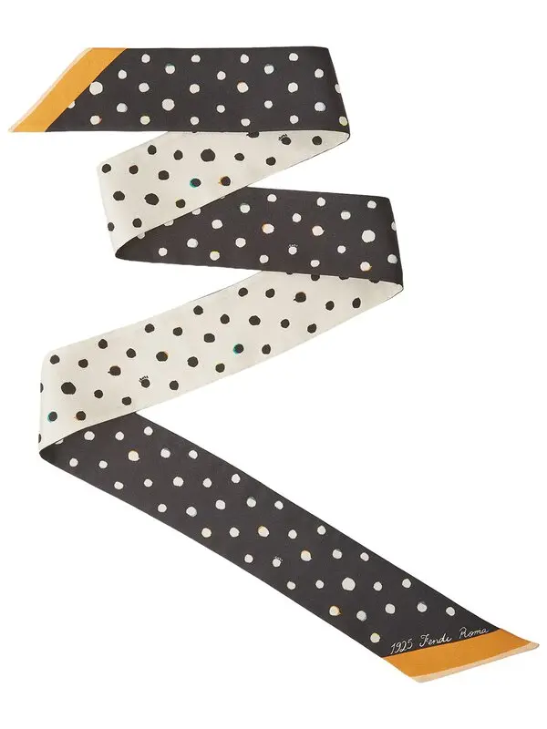 Fendi Polka Dot Silk Scarf - Black