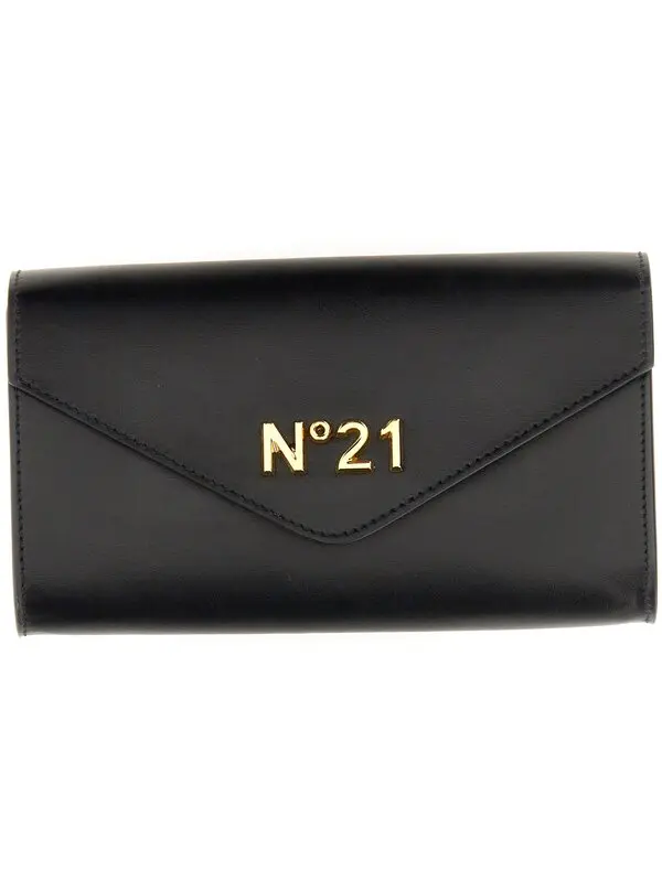 N°21 Wallet With Chain And Logo - Black