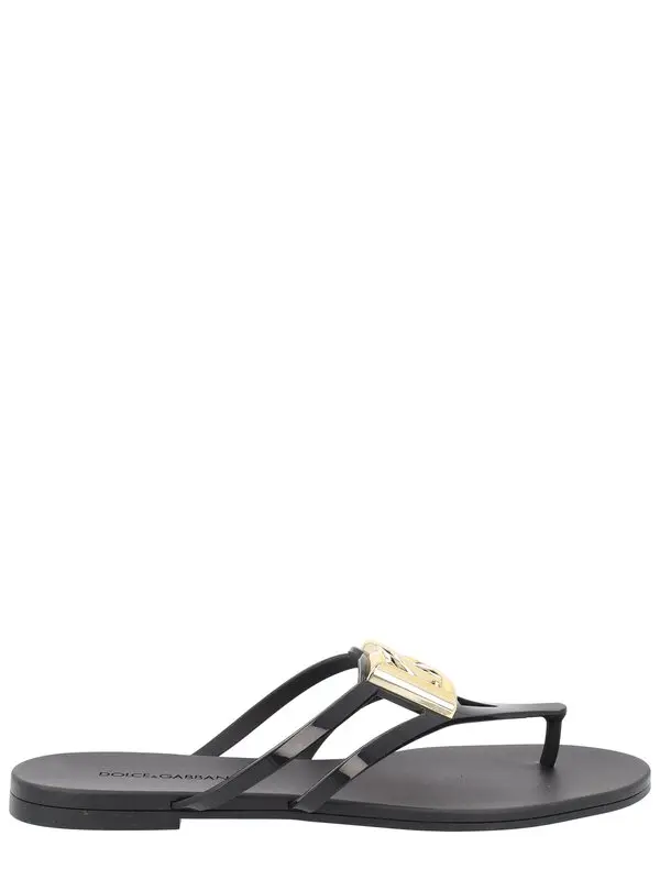 Dolce & Gabbana Logo Slide Sandals - Black